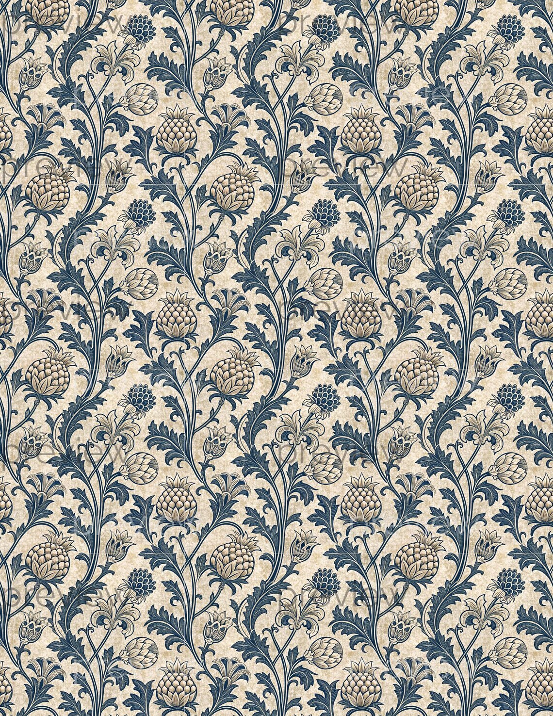 Tudor Dollhouse Wallpaper Set: 8 Vintage Floral Designs, Printable PDF ...