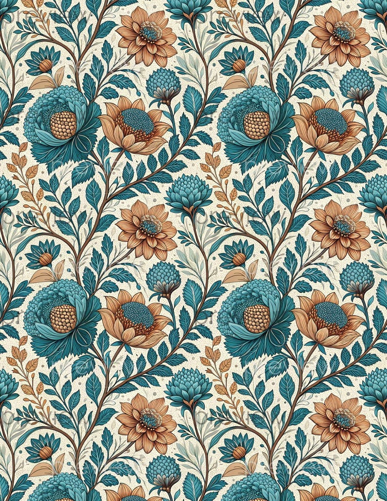 Arts & Crafts Dollhouse Wallpaper, Vintage William Morris Style, 1:12 ...