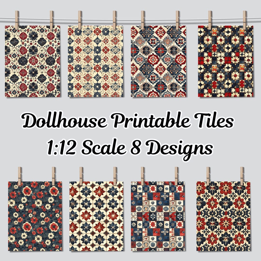 Dollhouse 1:12 Scale Mosaic Victorian Floor and Wall Tiles X 8 A4 ...