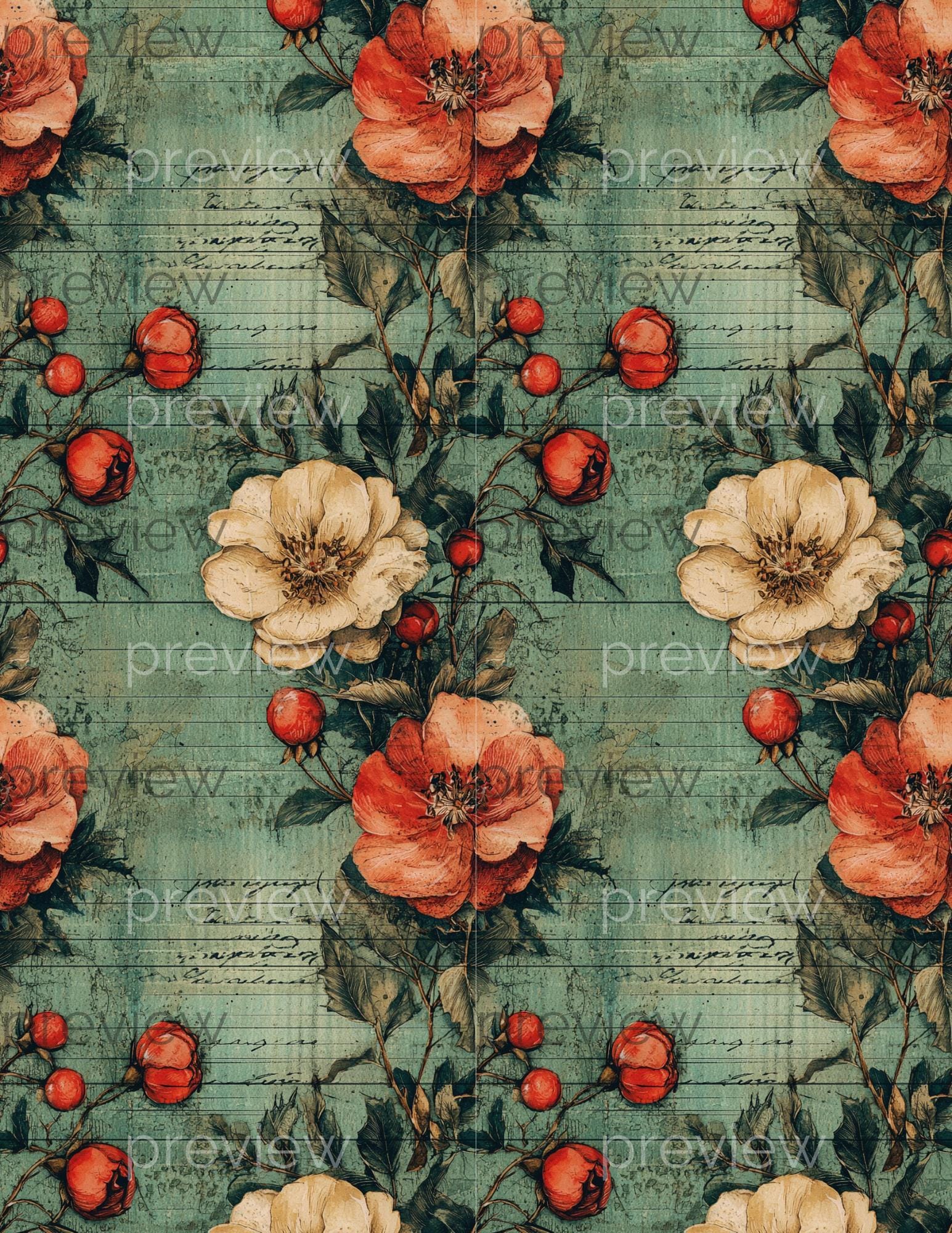 Dollhouse 1:12 Scale Christmas Wallpaper, Victorian Style Digital PDF ...