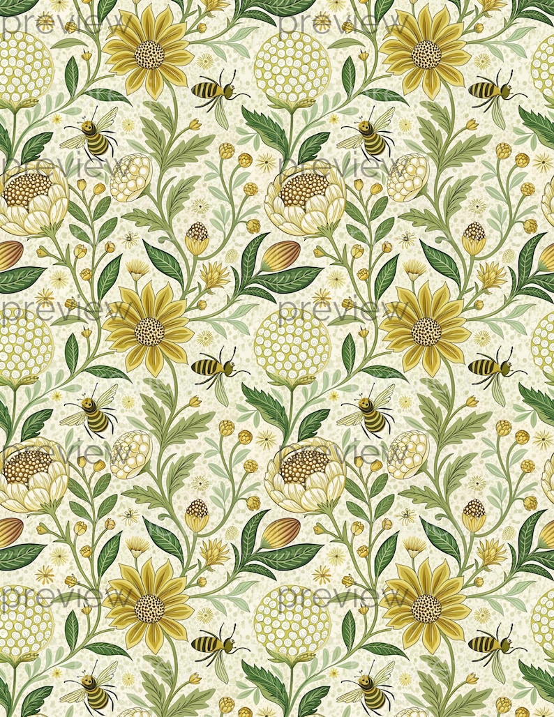 Arts & Crafts Dollhouse Wallpaper, Vintage William Morris Style, 1:12 ...