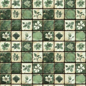 Dollhouse 1:12 Scale Victorian Floral Mosaic Tiles, Printable Floor and ...