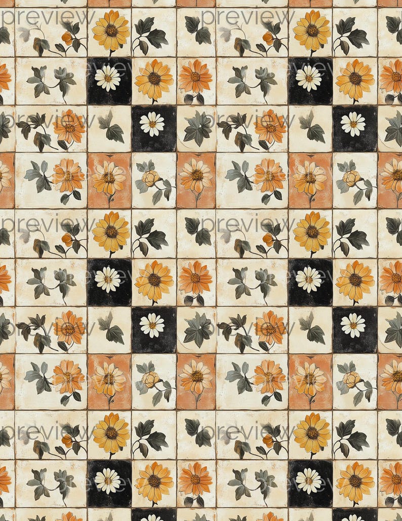 Dollhouse 1:12 Scale Cottagecore Floor and Wall Tiles 8 A4 Printable ...