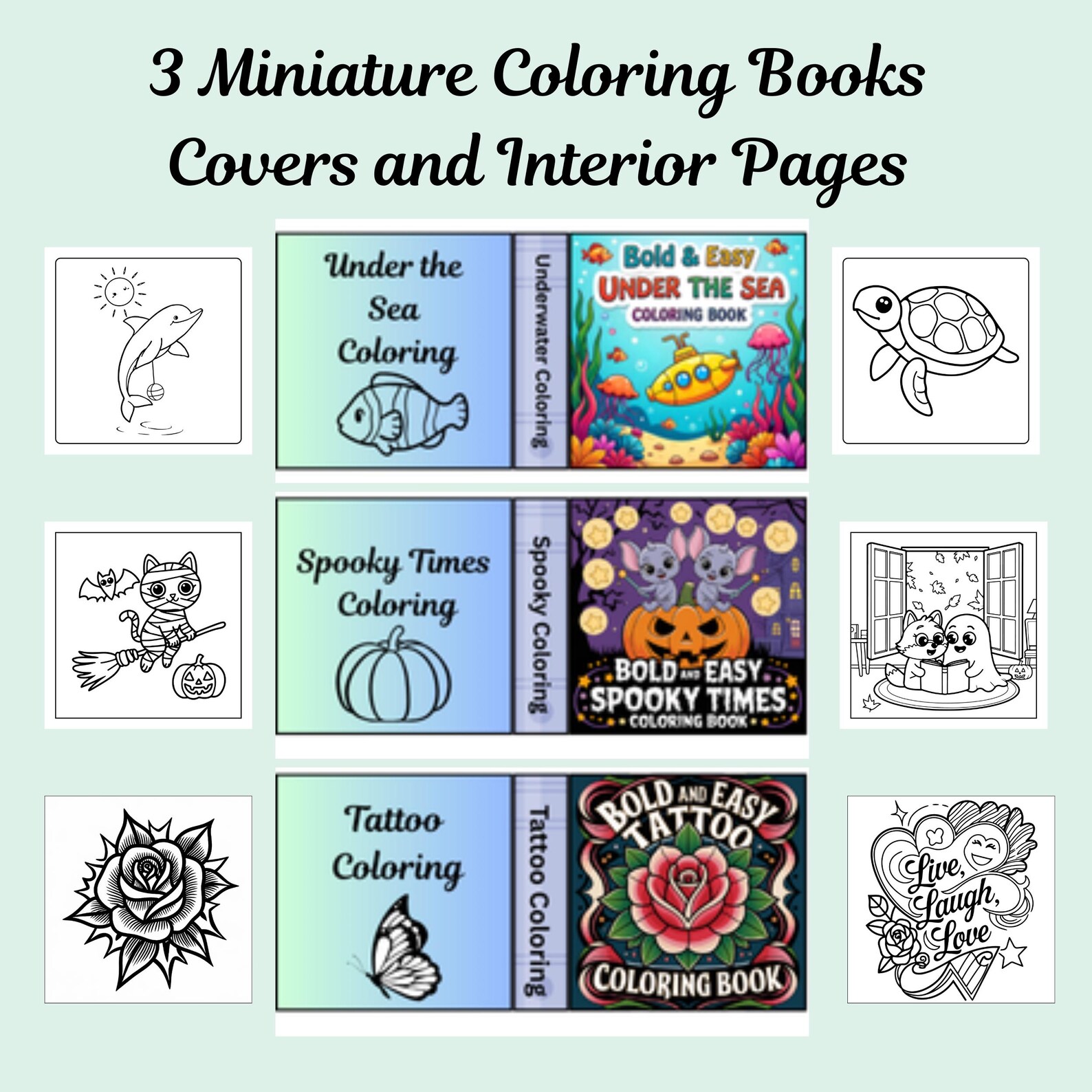 Miniature Coloring Books, Covers and Pages, Printable Dollhouse Mini ...