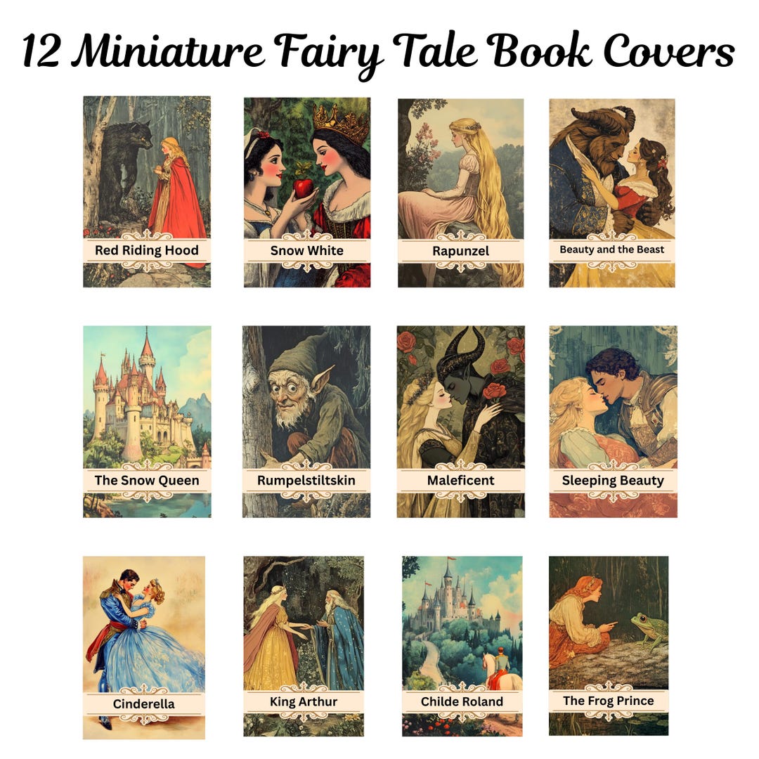 12 Miniature Printable Fairy Tale Book Covers, Premium Collection, 1 12 ...