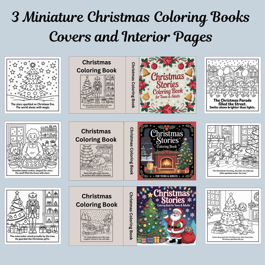 Miniature Dollhouse Coloring Book PDF Set: Christmas Stories, 3 Tiny ...