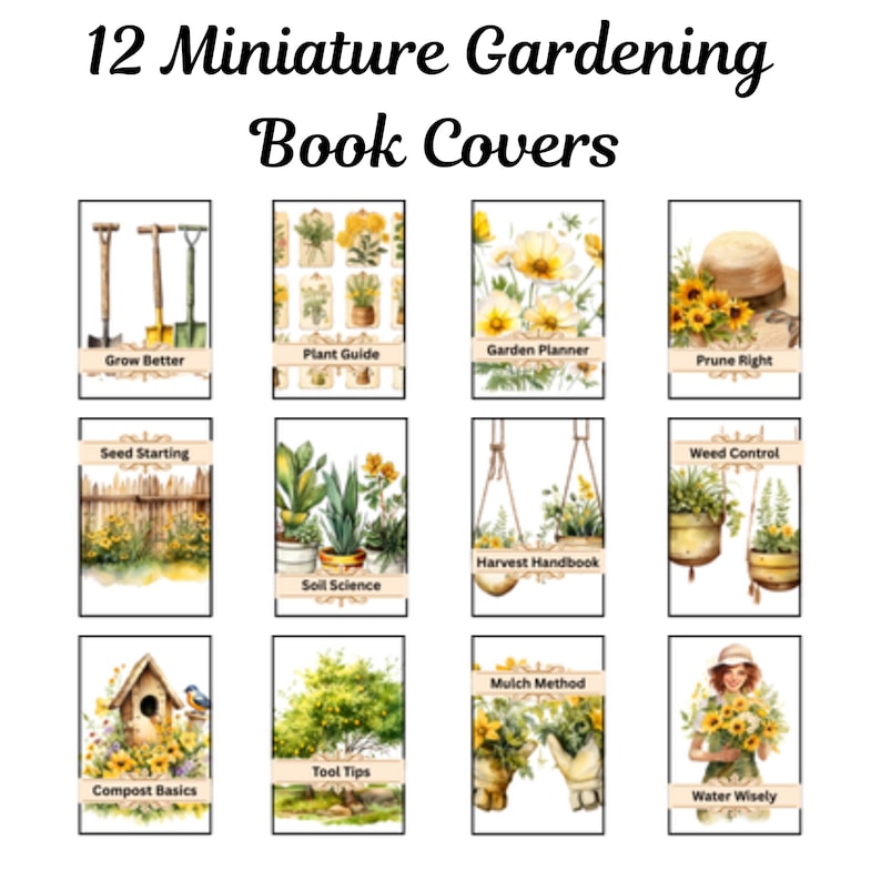 12 Miniature Gardening Book Covers for Dollhouses With Tiny Plant Guide ...