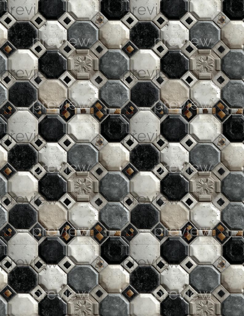 Dollhouse Victorian Tile - 8 Printable Octagonal Tile Designs ...