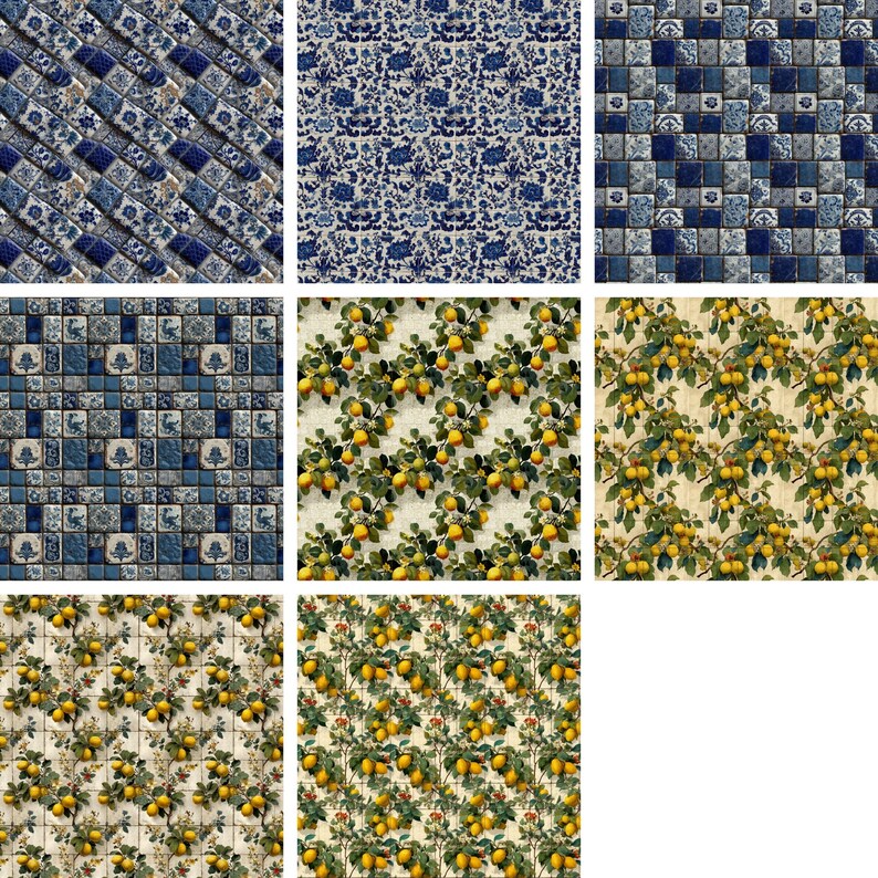 Mediterranean Tile Printables PDF, Dollhouse Miniature Tiles, Blue ...