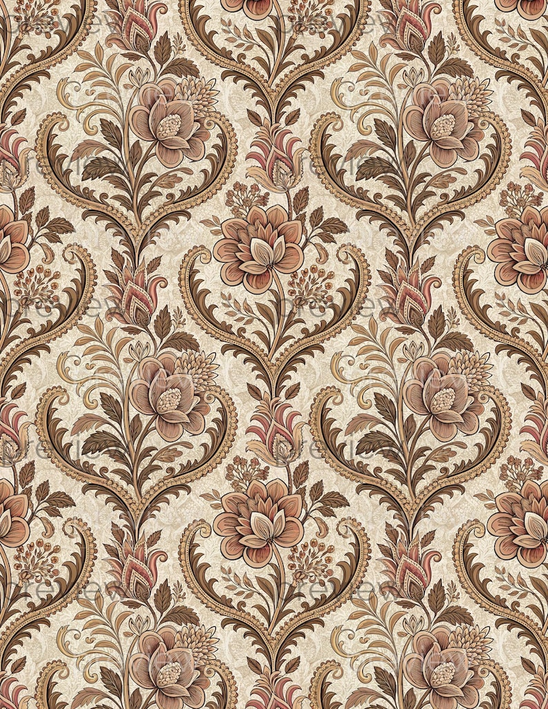 8 Miniature Rococo Dollhouse Wallpapers, 1:12 Scale Printable, Vintage ...