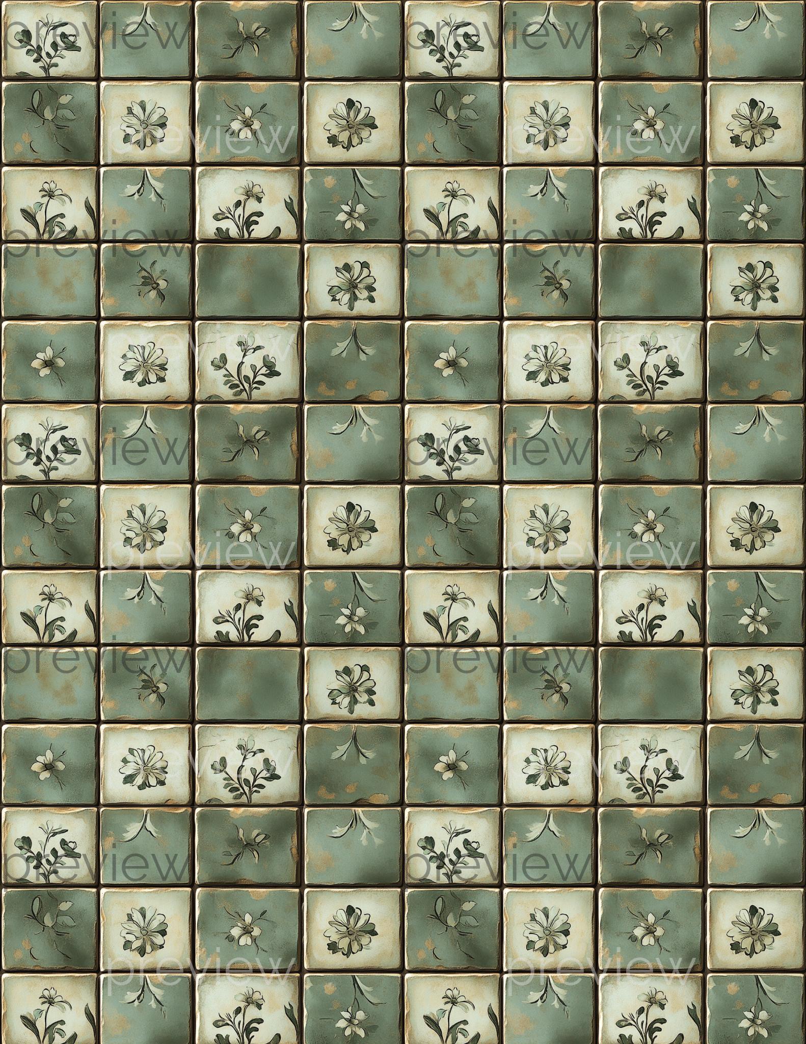 Dollhouse 1:12 Scale Victorian Floral Mosaic Tiles, Printable Floor and ...