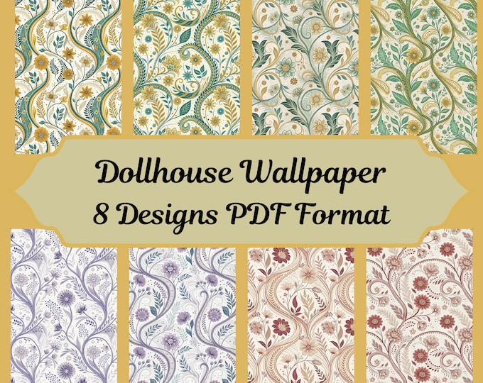 Dollhouse 1:12 Scale Victorian Floral Mosaic Tiles, Printable Floor and ...
