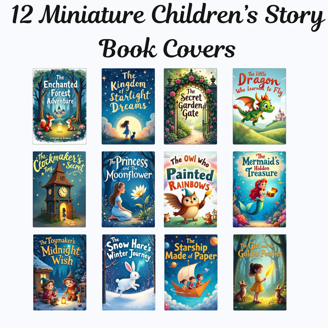 Miniature Childrens Book Covers PDF: Dollhouse Library Printable, 12 ...