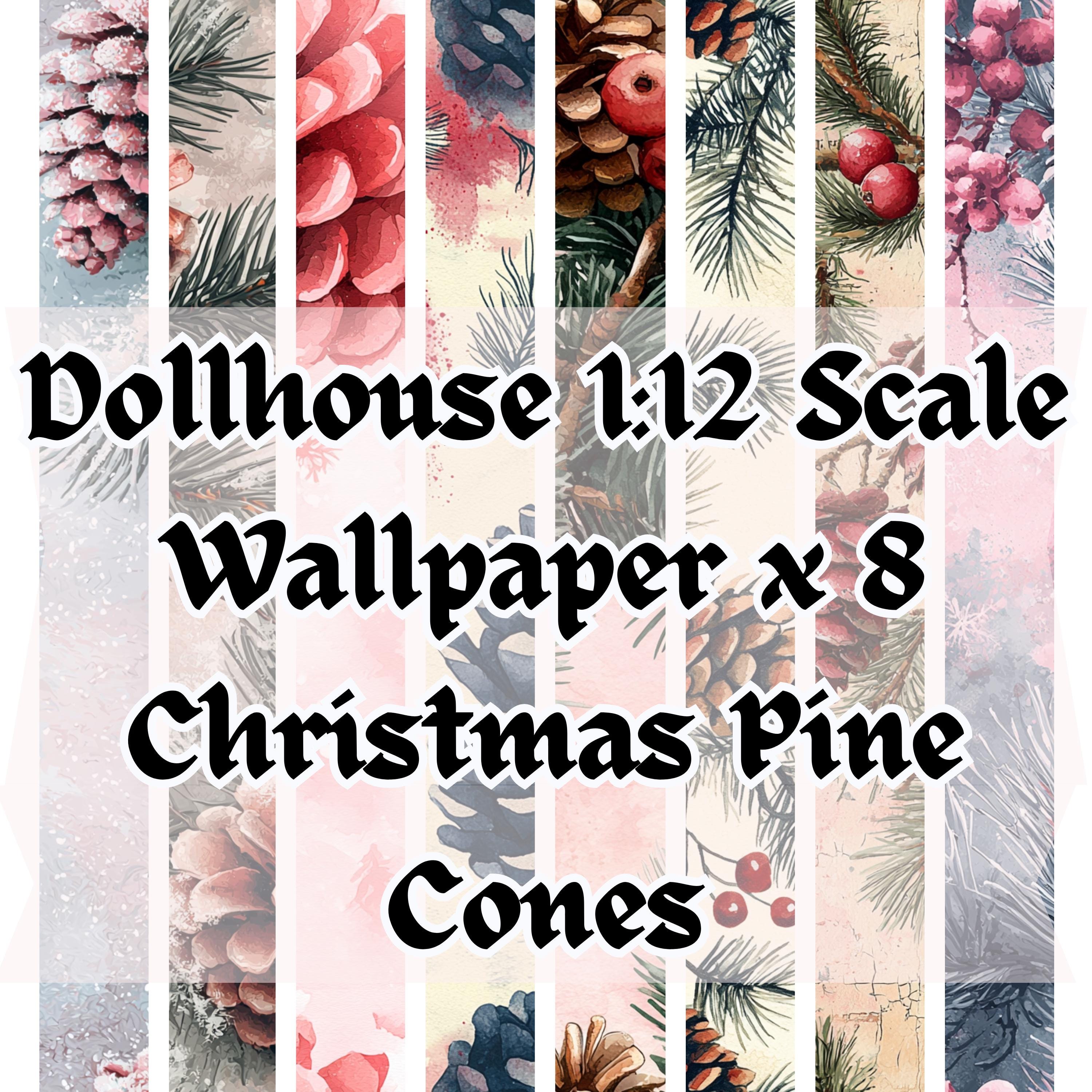 Dollhouse Christmas Pine Cone Wallpaper, 1:12 Scale, Printable A4 ...