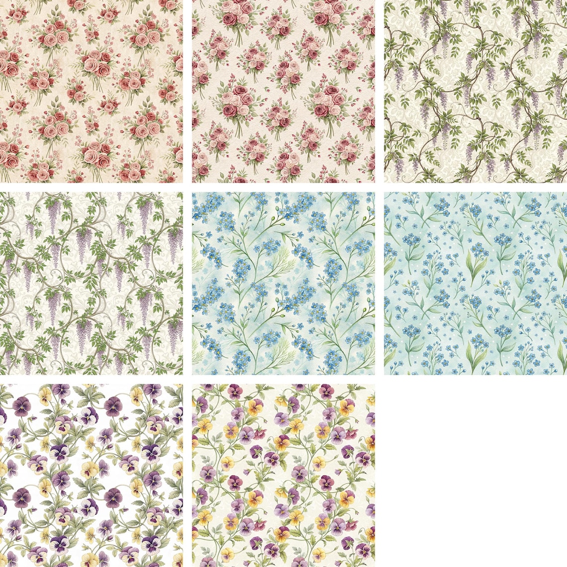 Dollhouse Wallpaper, Victorian Floral, 1:12 Scale (digital Download) - Etsy