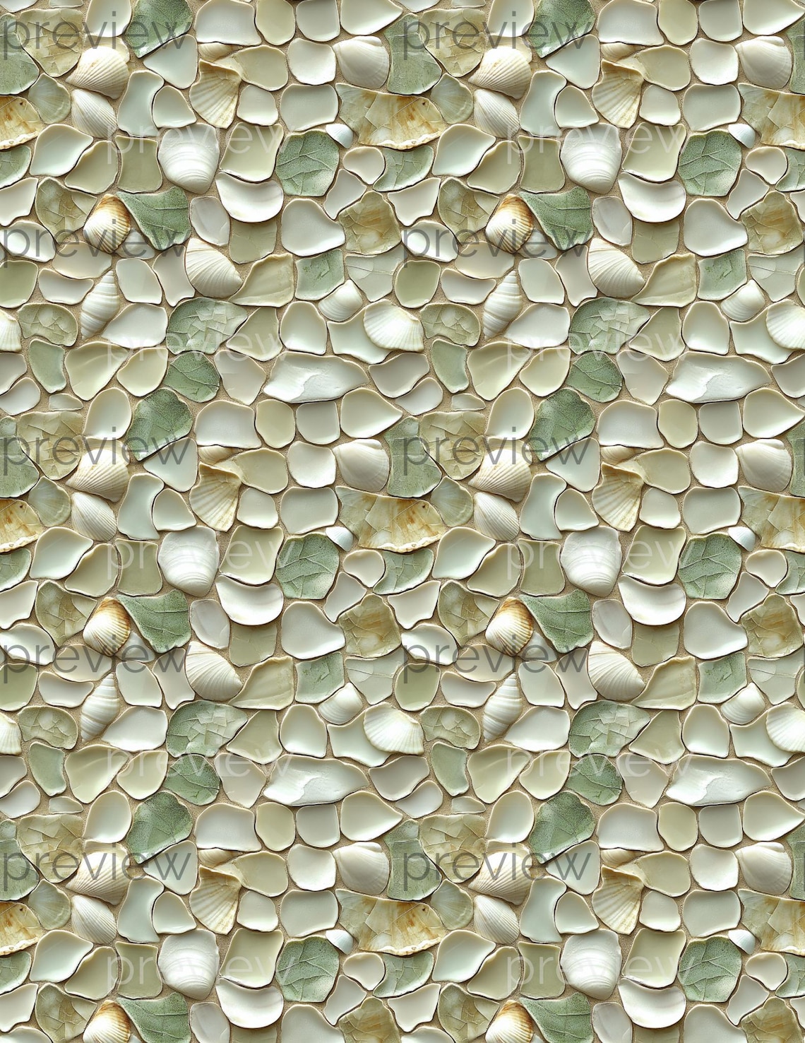 Coastal Seashell Tiles, Set of 8 Designs, Printable Digital Download ...