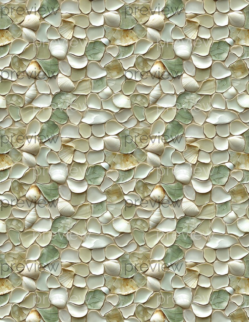 Coastal Seashell Tiles, Set of 8 Designs, Printable Digital Download ...