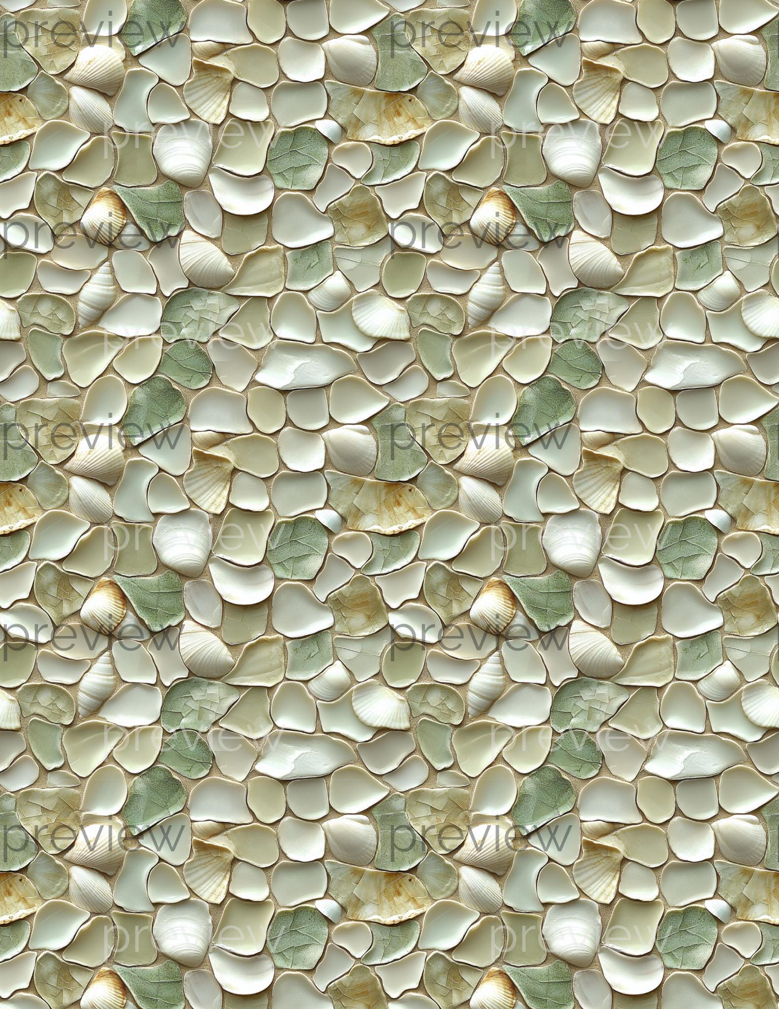 Coastal Seashell Tiles, Set of 8 Designs, Printable Digital Download ...