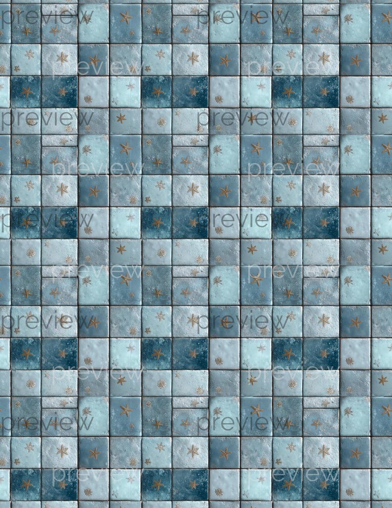 Nautical Dollhouse Tiles, Miniature Printable Blue Tile Designs (PDF ...