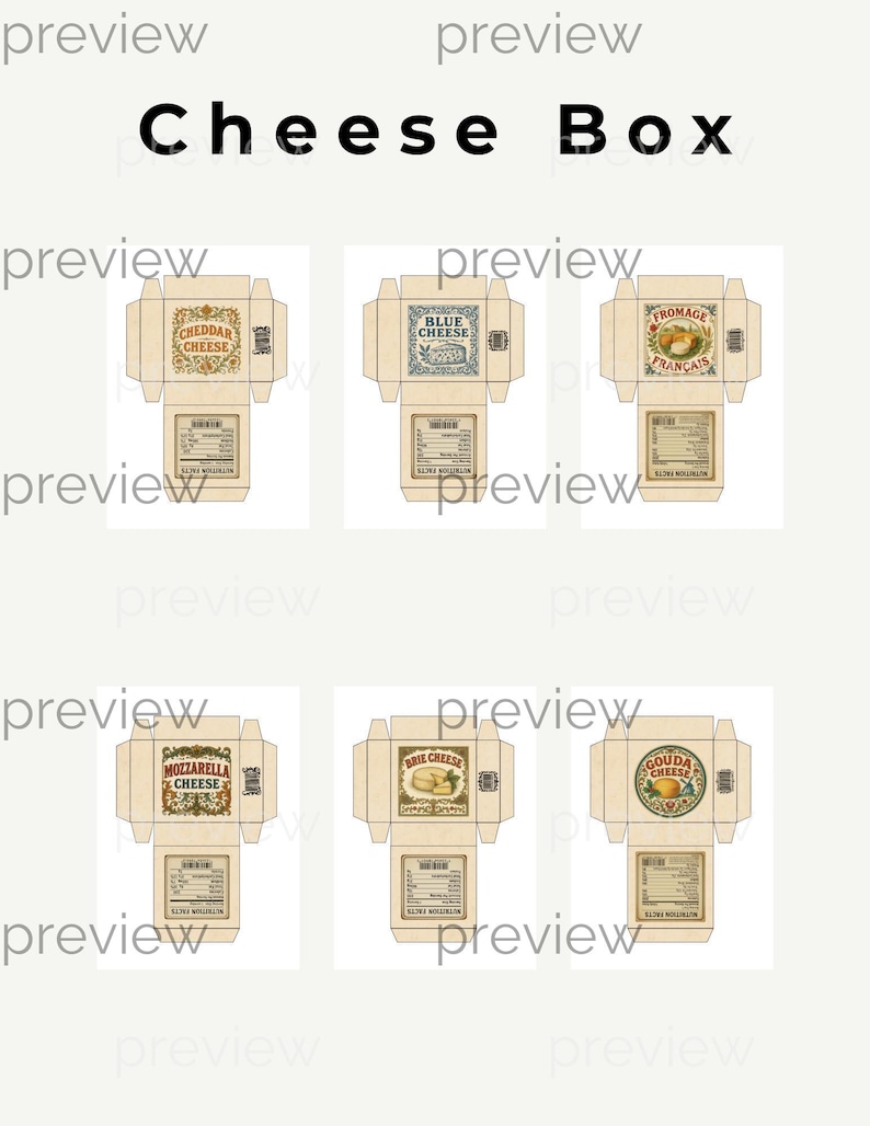 Dollhouse Miniature Cheese Boxes Printable: Cut, Fold & Glue (PDF ...