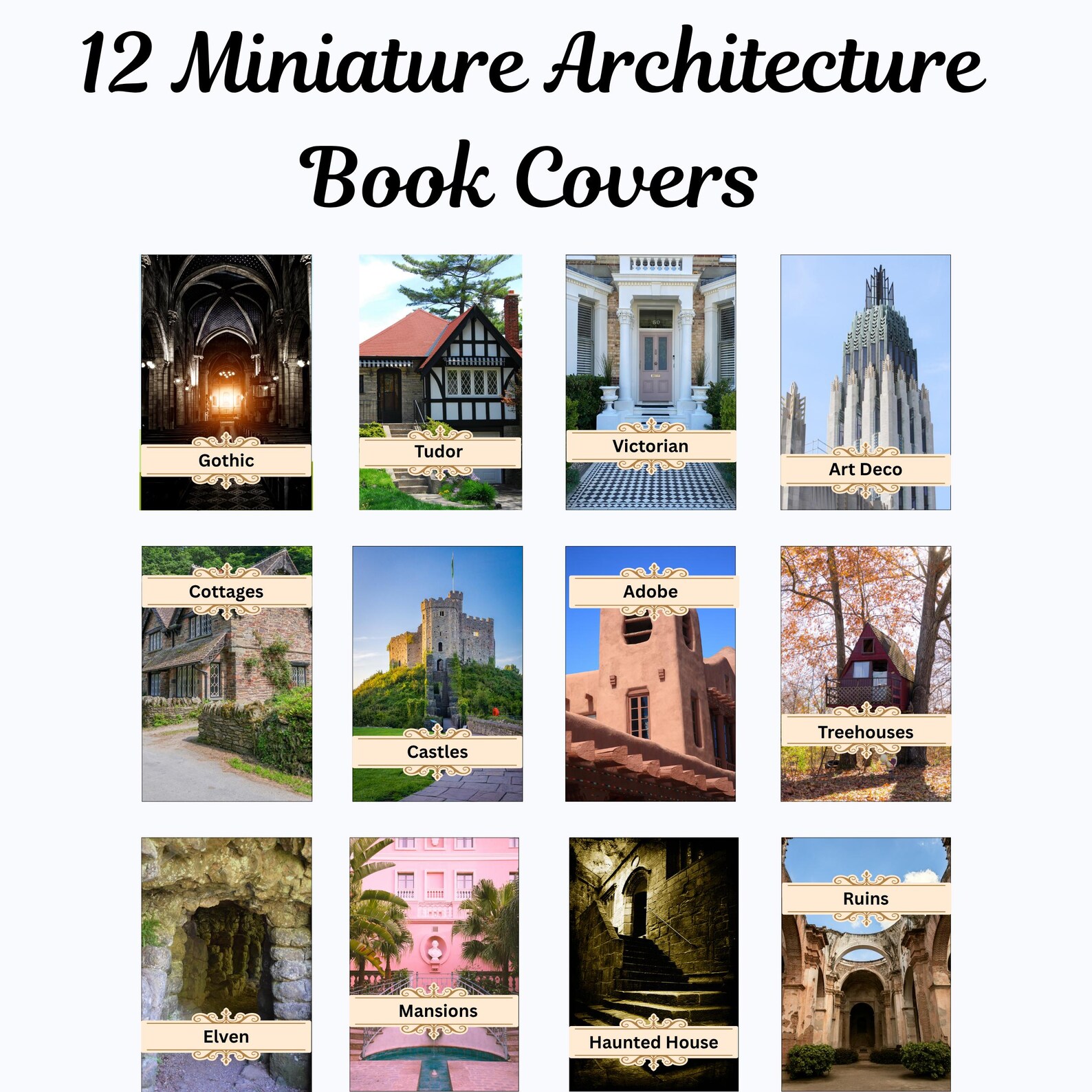 12 Miniature Architecture Book Covers, Dollhouse DIY (PDF Pattern) - Etsy