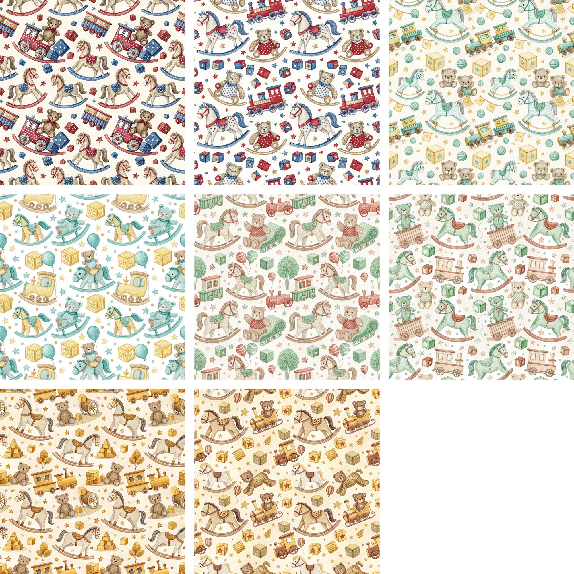 Dollhouse Children's Room Printable Wallpaper, Retro Toyland Mini ...