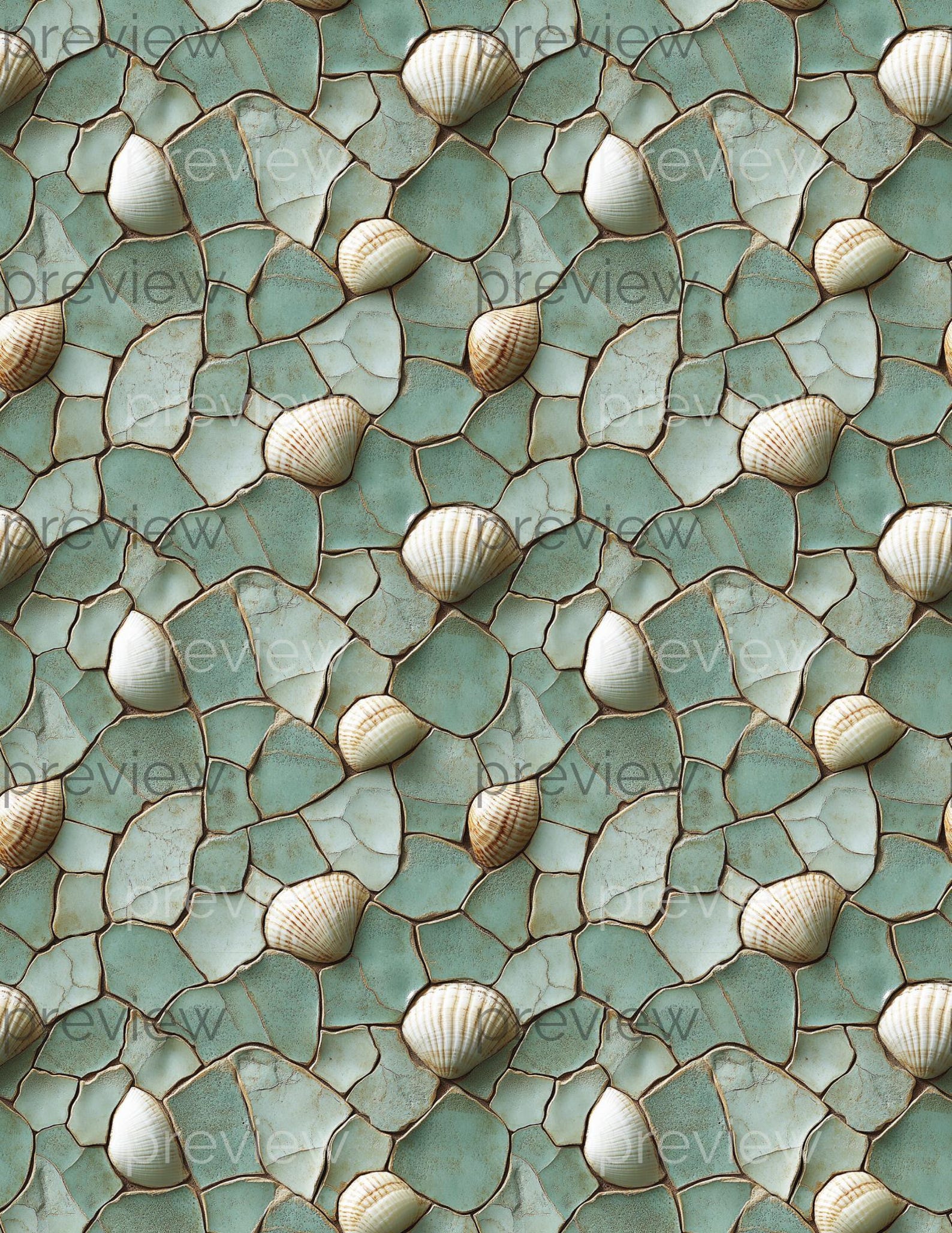 Coastal Seashell Tiles, Dollhouse Flooring, 1:12 Scale (digital ...
