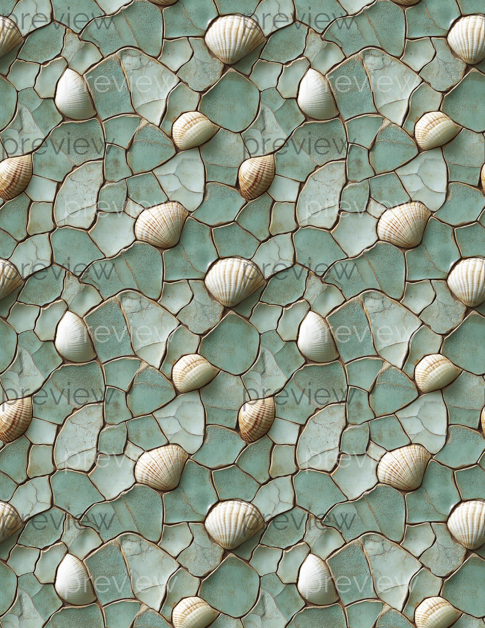 Coastal Seashell Tiles, Set of 8 Designs, Printable Digital Download ...