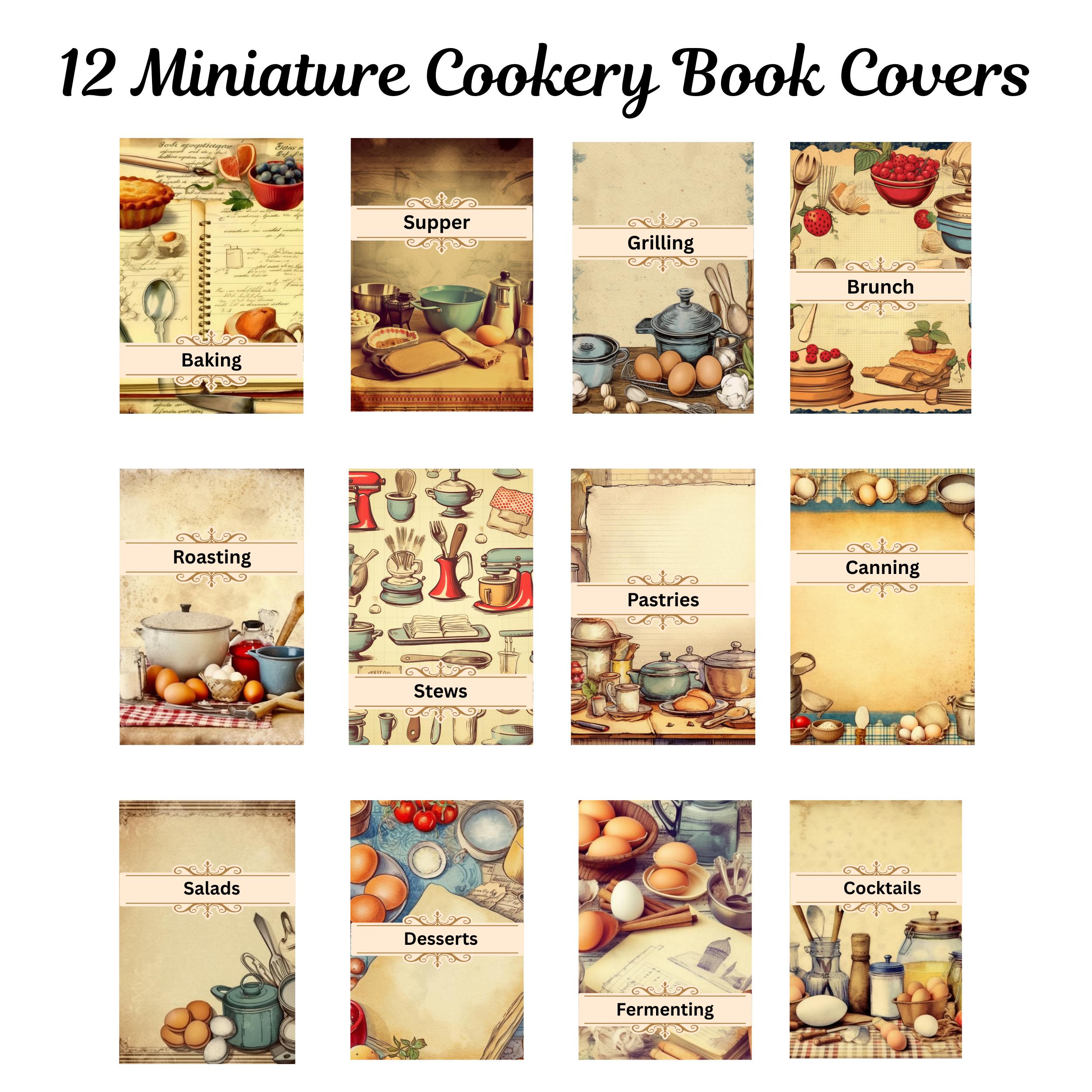 12 Miniature Printable Cookery Book Covers, Premium Collection, 1 12 ...