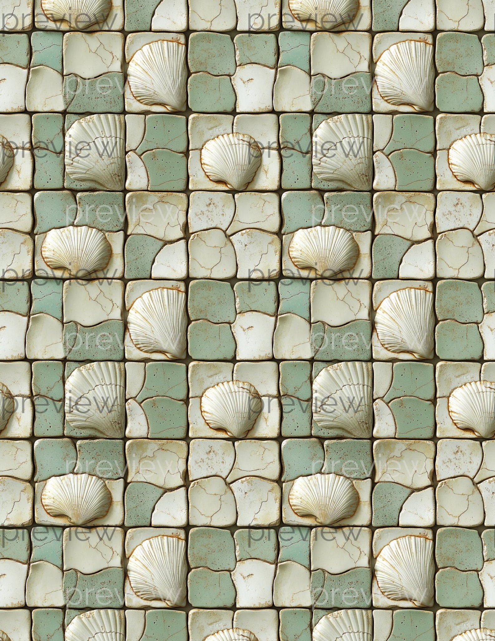 Coastal Seashell Tiles, Dollhouse Flooring, 1:12 Scale (digital ...