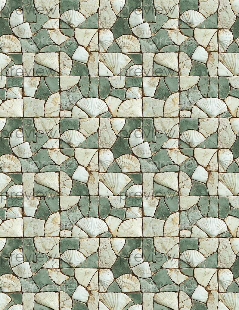 Coastal Seashell Tiles, Dollhouse Flooring, 1:12 Scale (digital ...