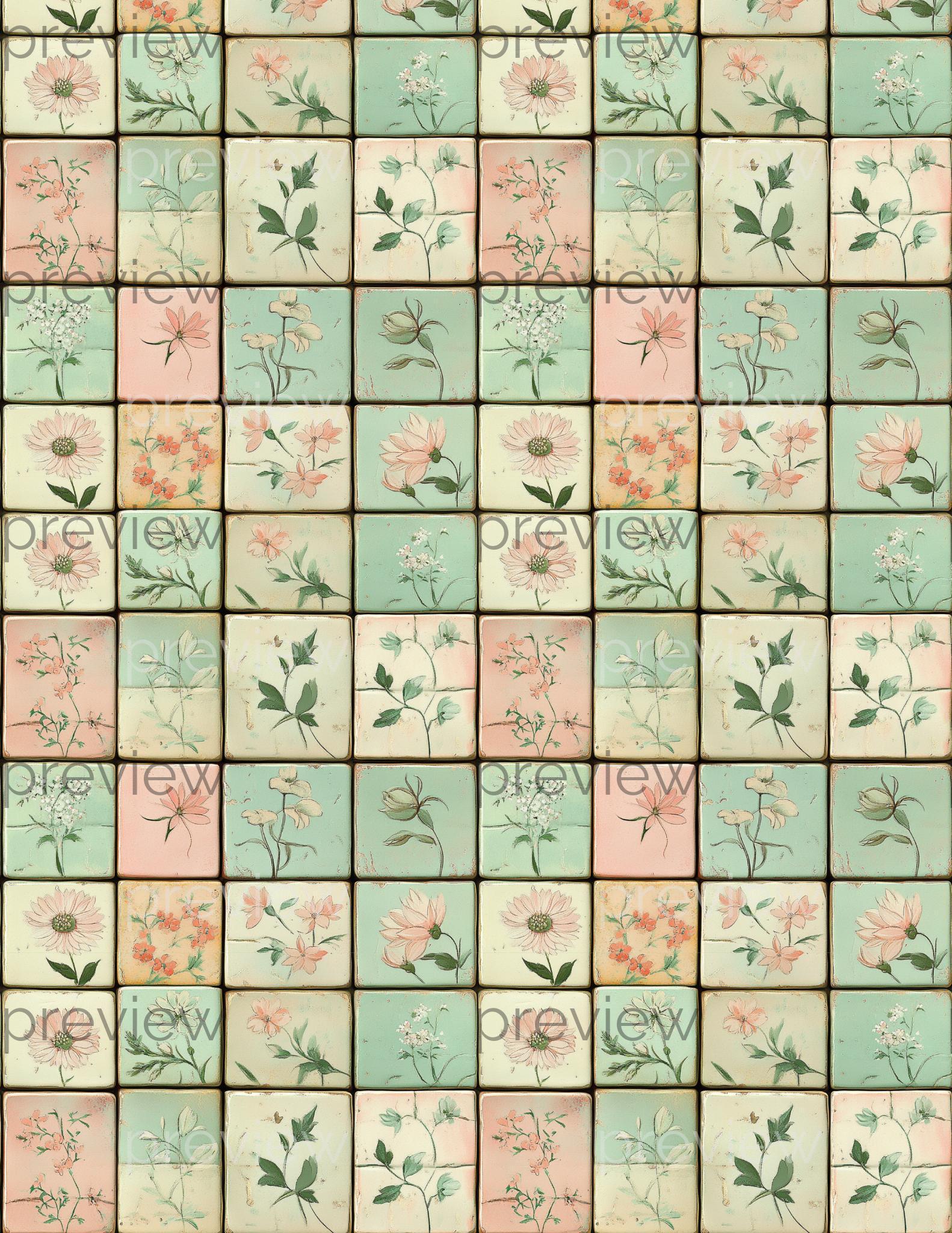 Dollhouse 1:12 Scale Cottagecore Floor and Wall Tiles 8 A4 Printable ...