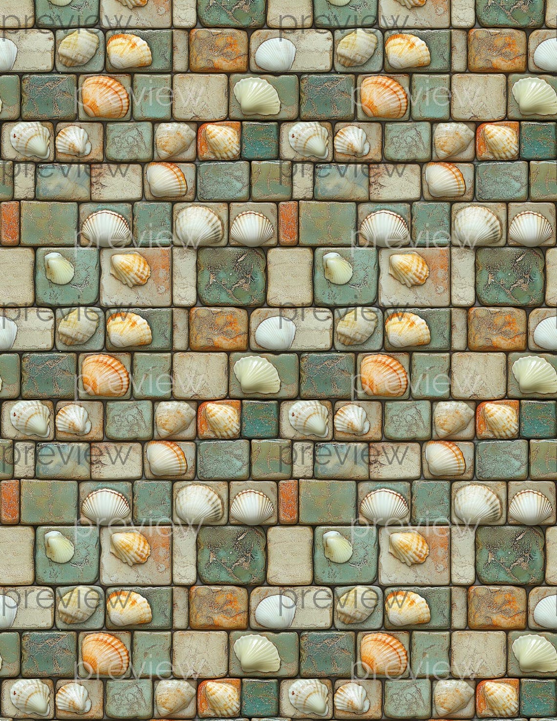 Coastal Seashell Tiles, Dollhouse Flooring, 1:12 Scale (digital ...