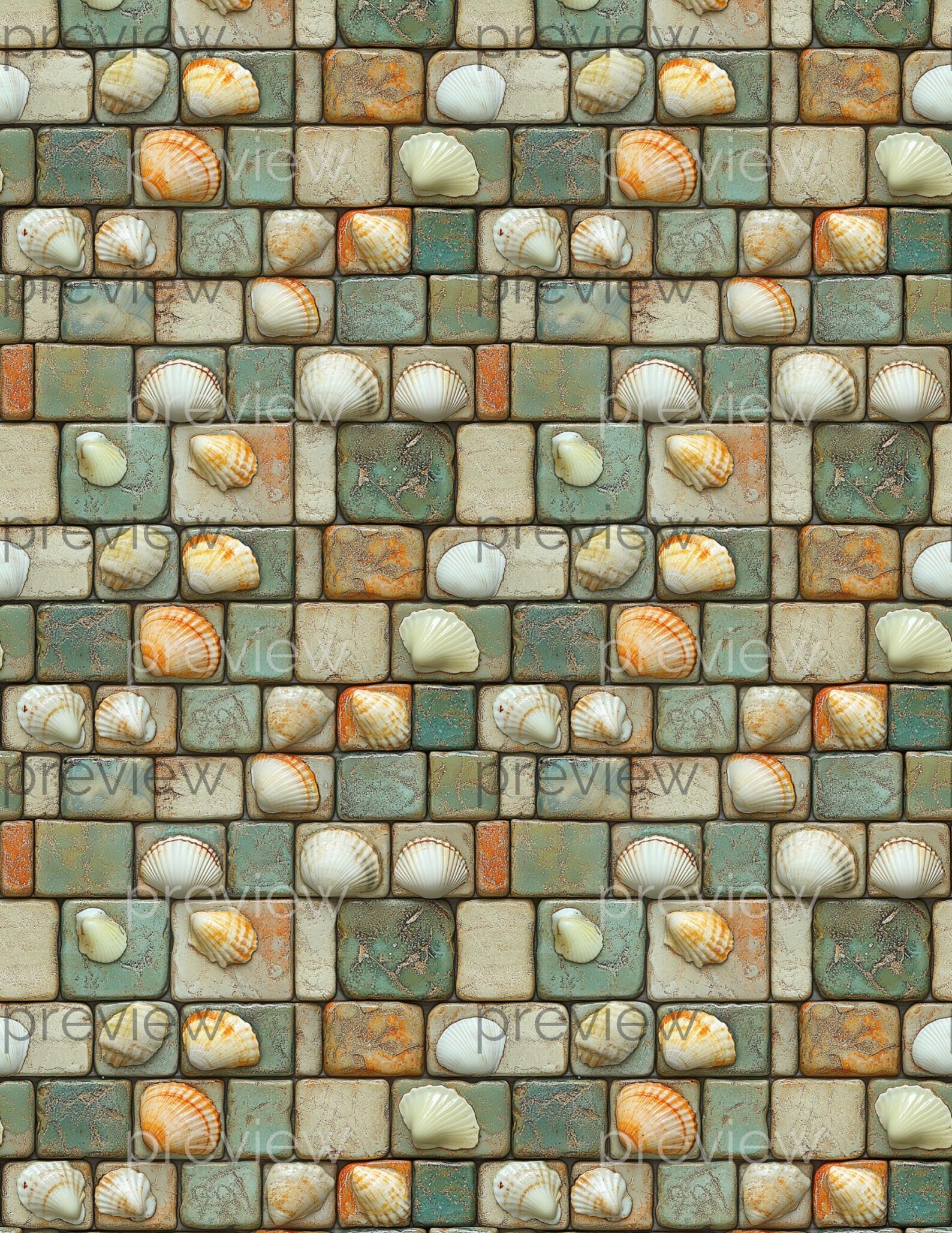 Coastal Seashell Tiles, Dollhouse Flooring, 1:12 Scale (digital ...