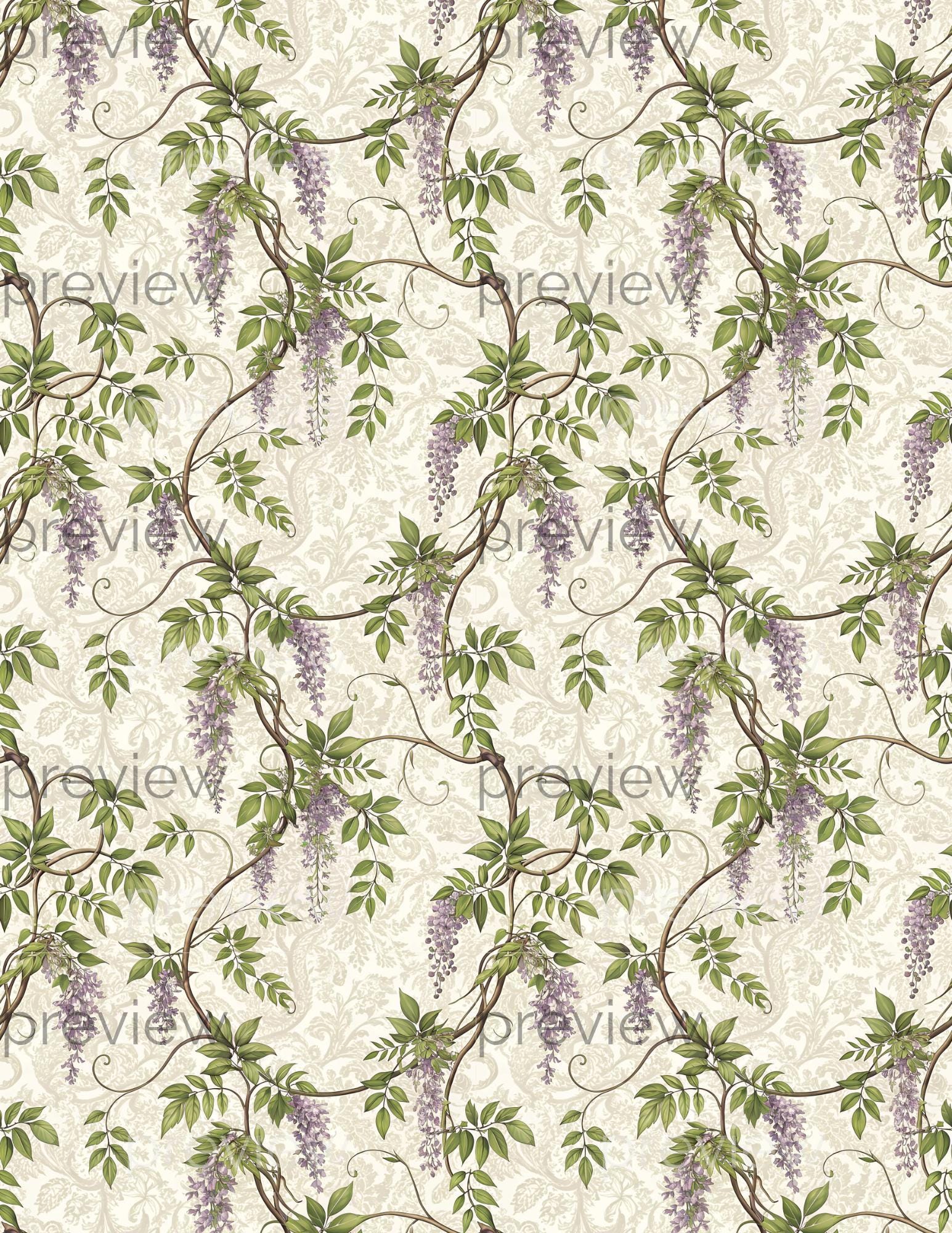 Dollhouse Wallpaper, Victorian Floral Patterns, 1:12 Scale Printable ...