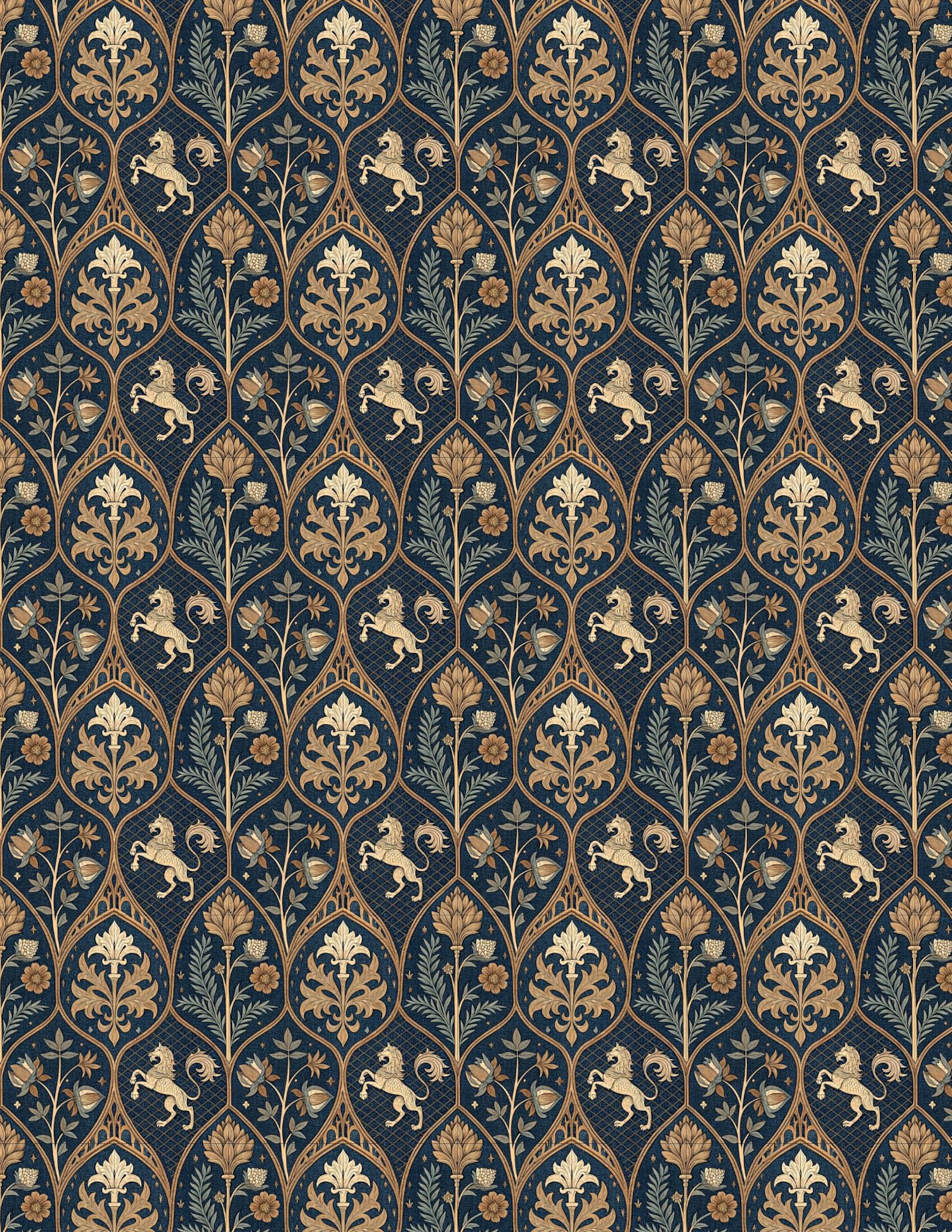 Miniature Tudor Dollhouse Wallpaper, Historic 16th Century Tapestry ...