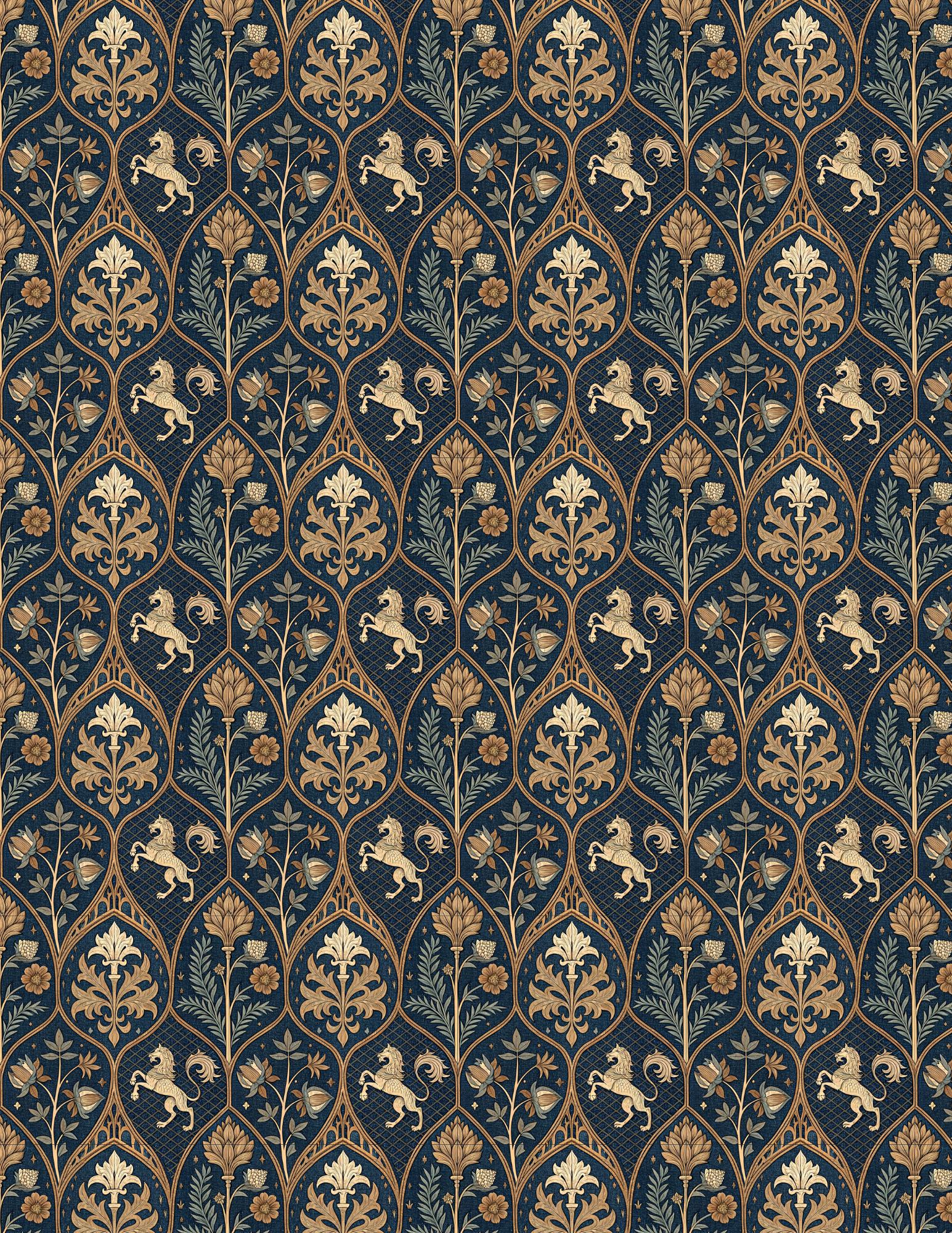 Miniature Tudor Dollhouse Wallpaper, Historic 16th Century Tapestry ...