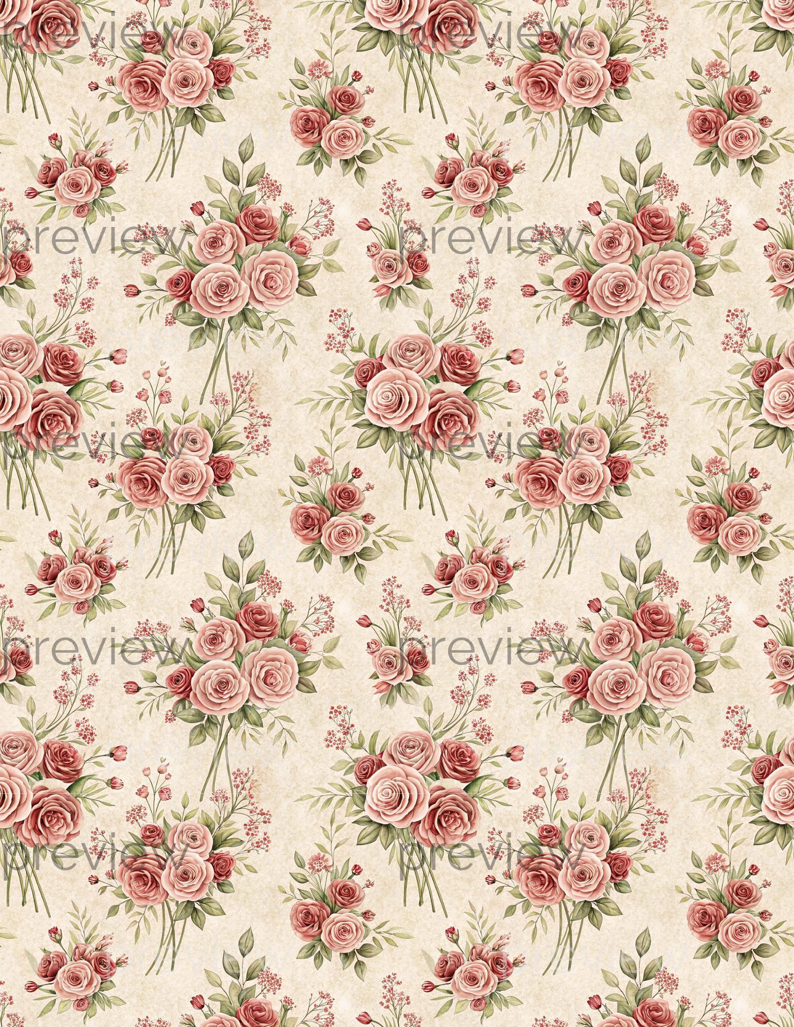 Dollhouse Wallpaper, Victorian Floral Patterns, 1:12 Scale Printable ...