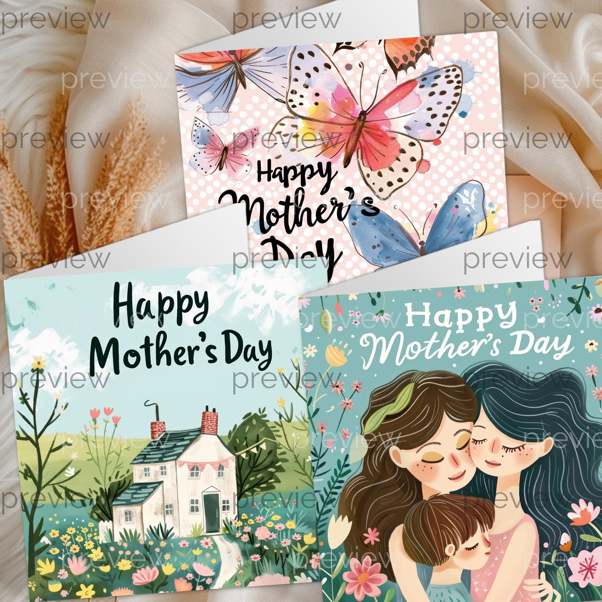 Miniature Mother's Day Dollhouse Cards, 1 Inch, Floral Printables ...