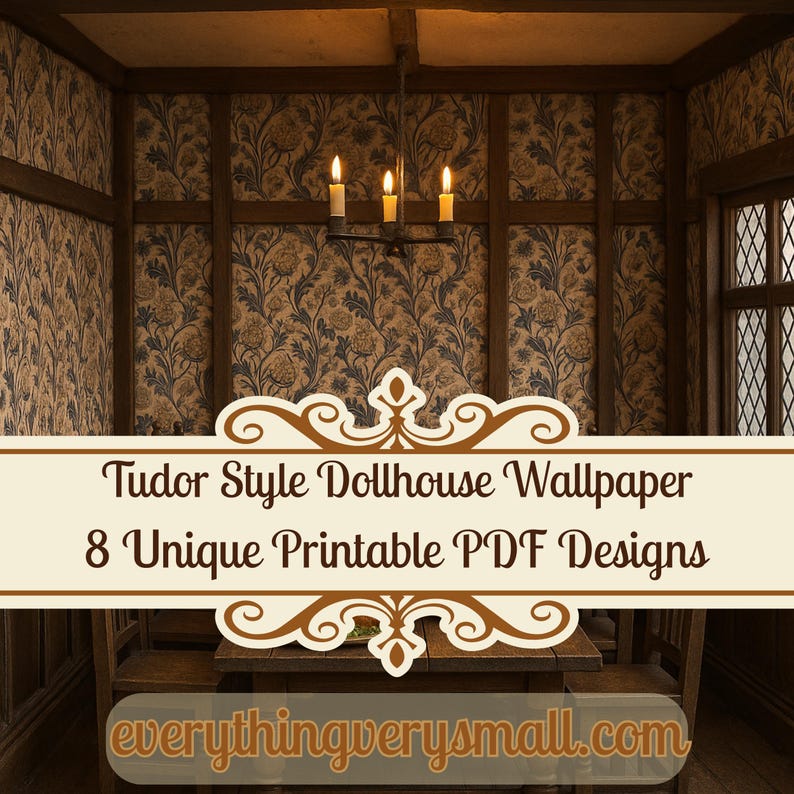 Tudor Dollhouse Wallpaper Set: 8 Vintage Floral Designs, Printable PDF ...