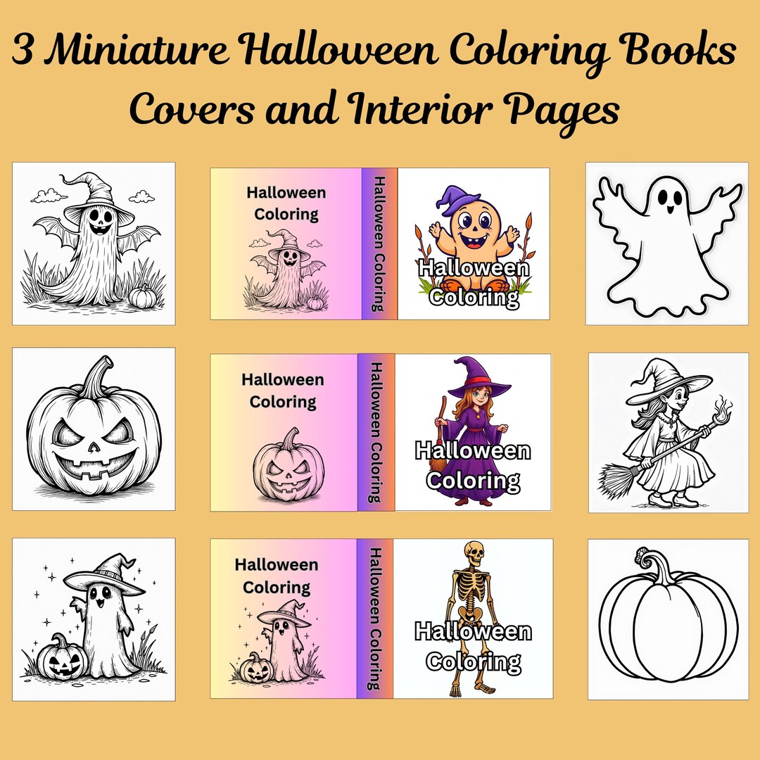 Mini Halloween Coloring Books for Dollhouse: Printable Kids Craft Kit ...