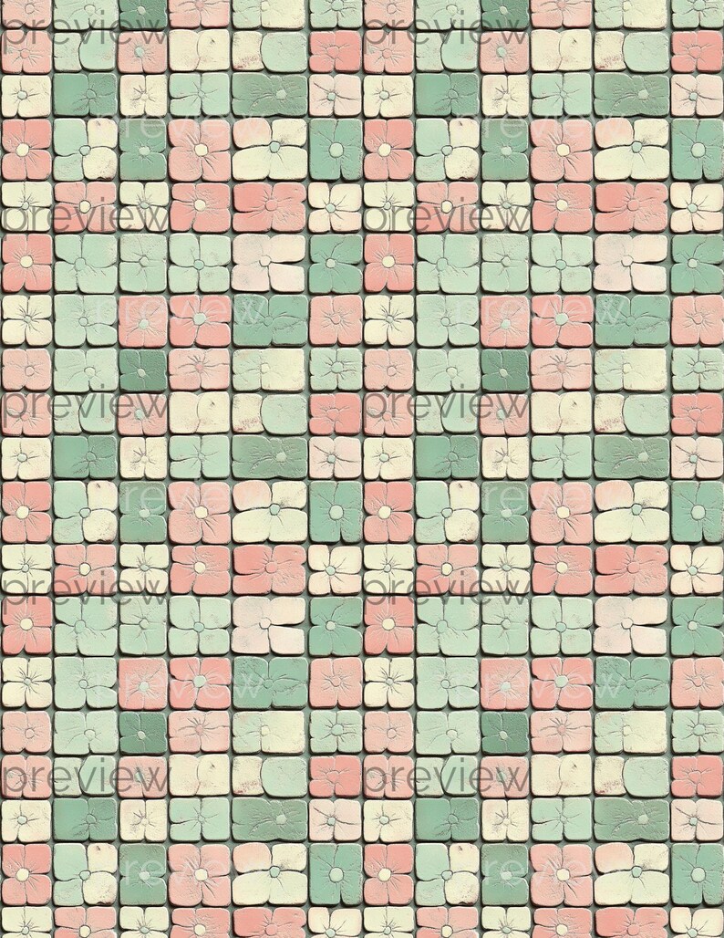 Dollhouse 1:12 Scale Cottagecore Floor and Wall Tiles 8 A4 Printable ...