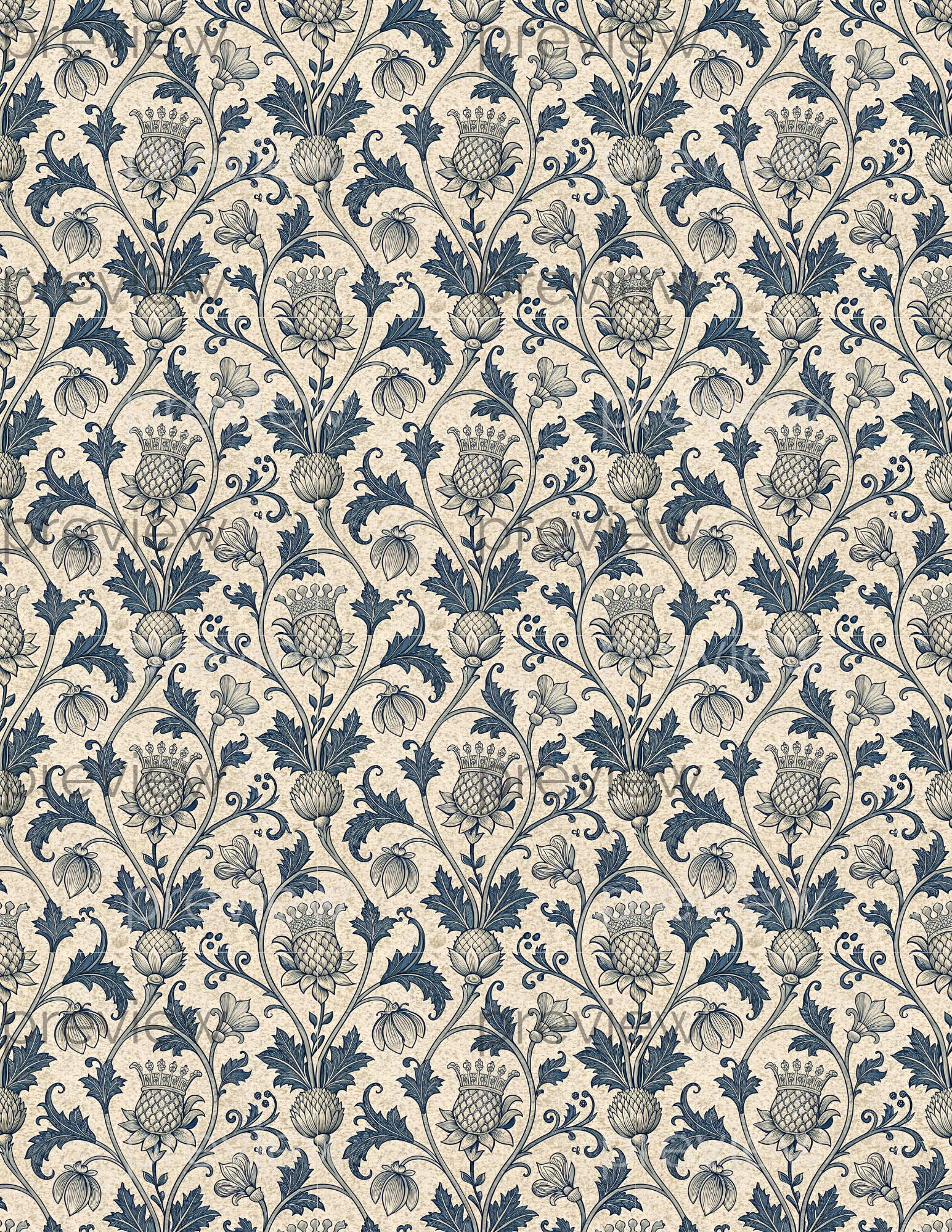 Tudor Dollhouse Wallpaper Set: 8 Vintage Floral Designs, Printable PDF ...