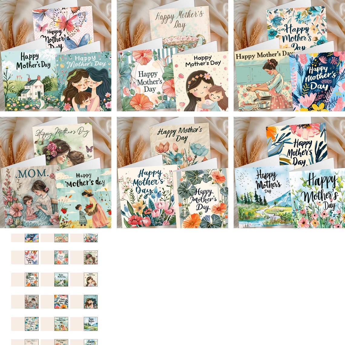 Miniature Mothers Day Printable Cards, Dollhouse Greeting Cards, 1 Inch ...