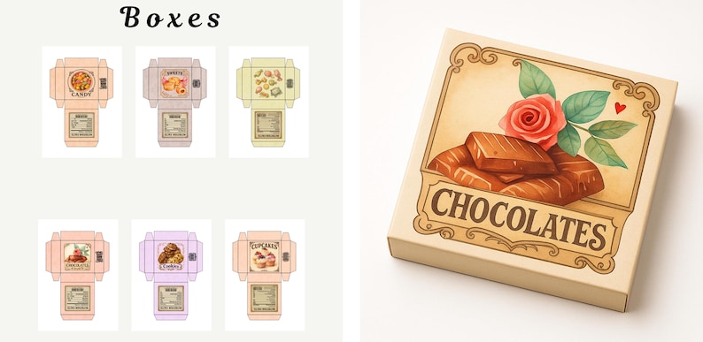 Dollhouse Candy Boxes Printable: Miniature Food Crafts (PDF Download ...