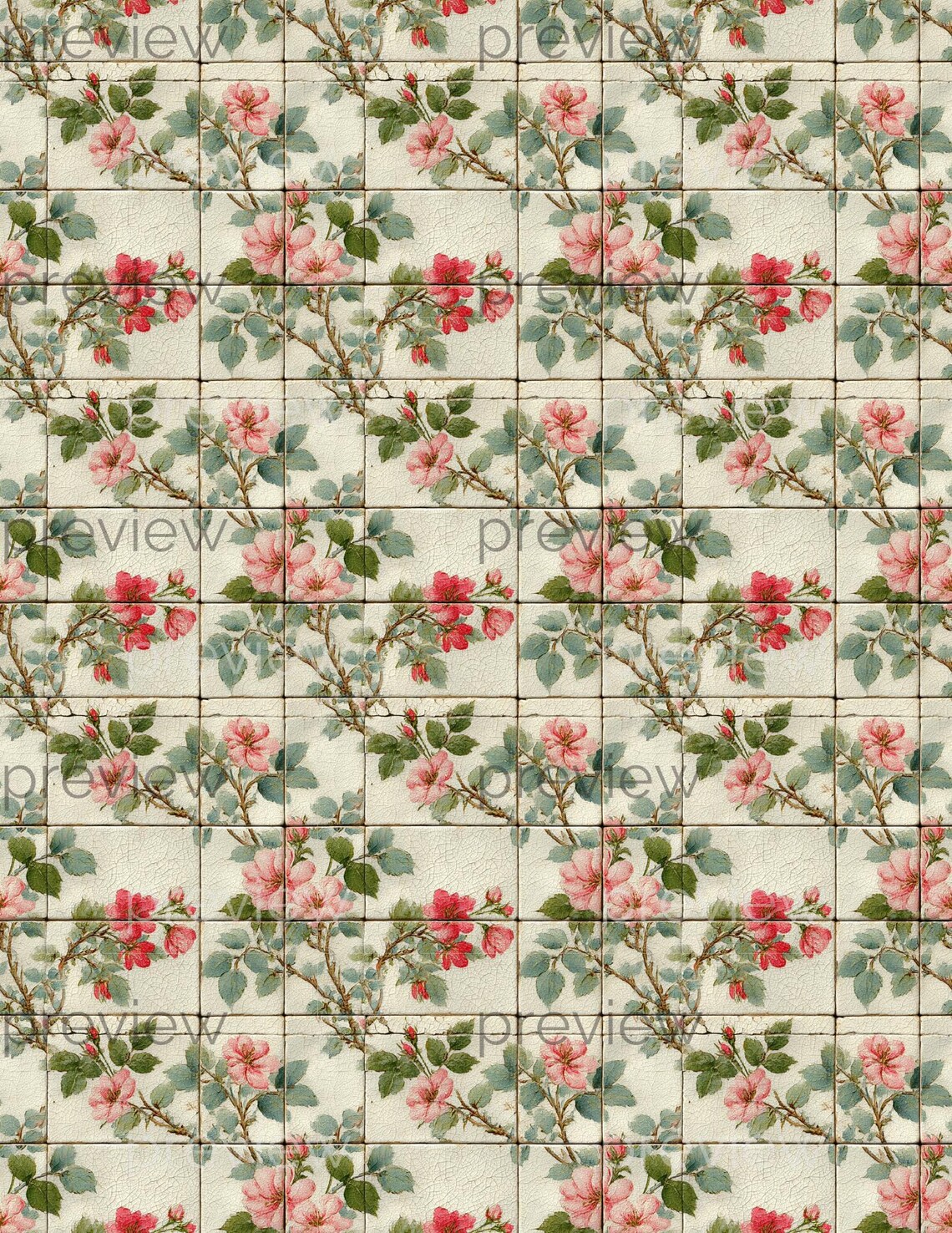 Edwardian Floral Dollhouse Tiles, Vintage Miniature Flooring (PDF ...