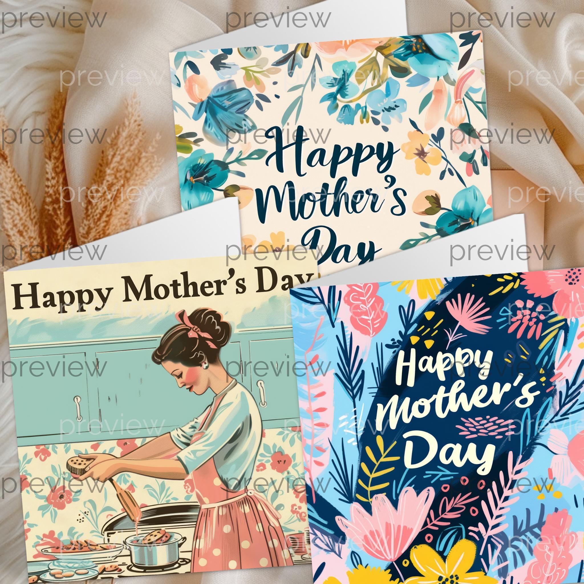 Miniature Mothers Day Printable Cards, Dollhouse Greeting Cards, 1 Inch ...