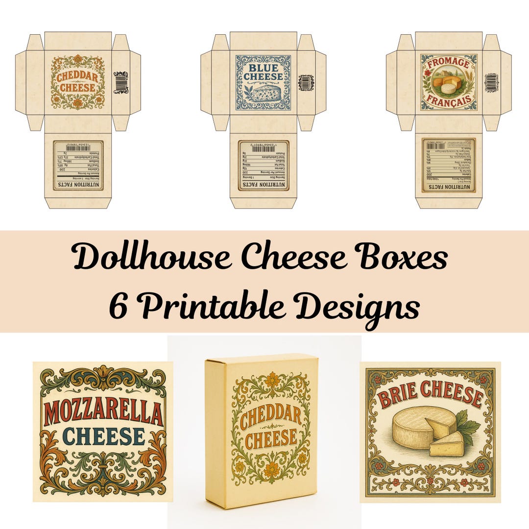 Dollhouse Miniature Cheese Boxes Printable: Cut, Fold & Glue (PDF ...