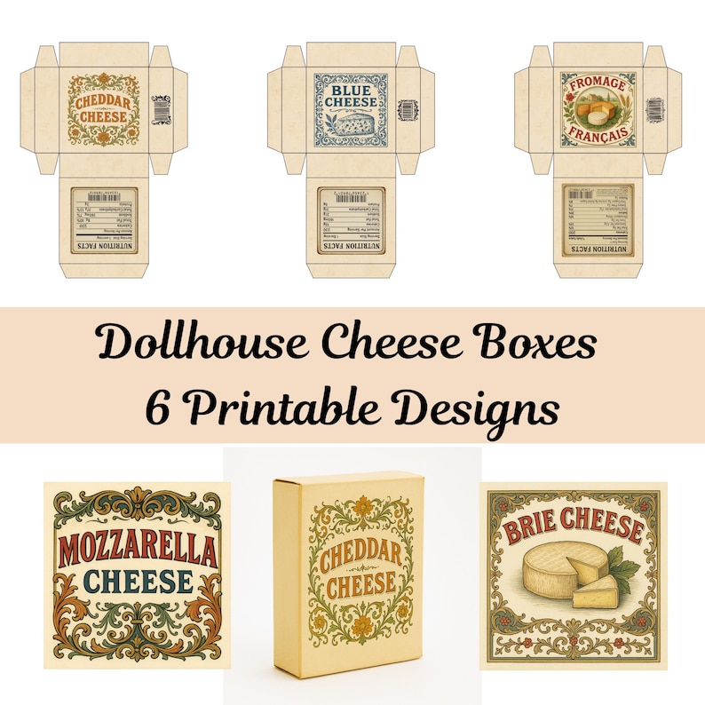 Dollhouse Miniature Cheese Boxes Printable: Cut, Fold & Glue (PDF ...