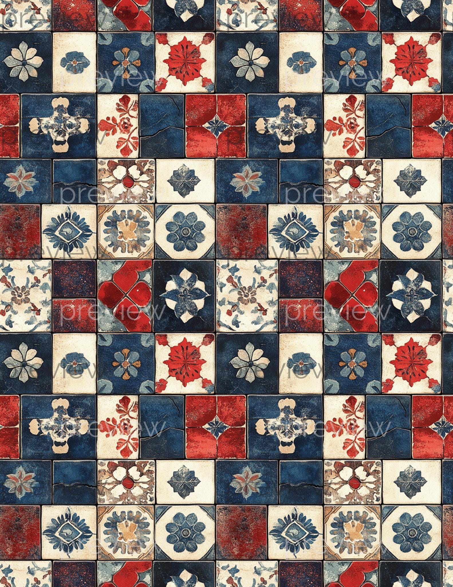 Dollhouse 1:12 Scale Mosaic Victorian Floor and Wall Tiles X 8 A4 ...